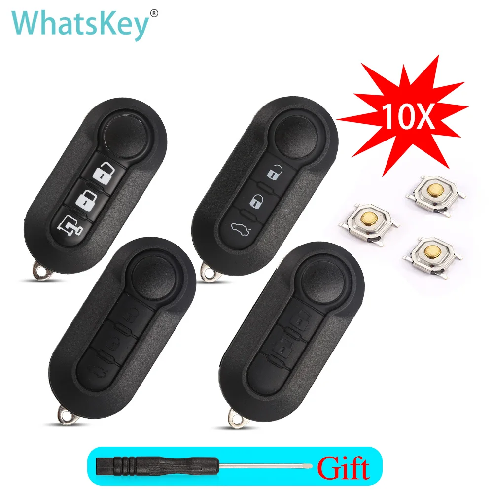 WhatsKey-10pcs-3-Button-Flip-Remote-Key-Shell-fob-Case-For-Fiat-500 ...