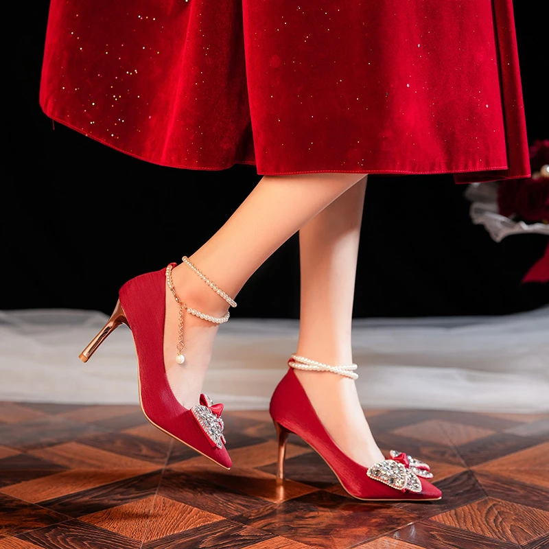 Big Red Shoes Sexy Wedding Women’s Shoes Big Size Fashion High Heel ...