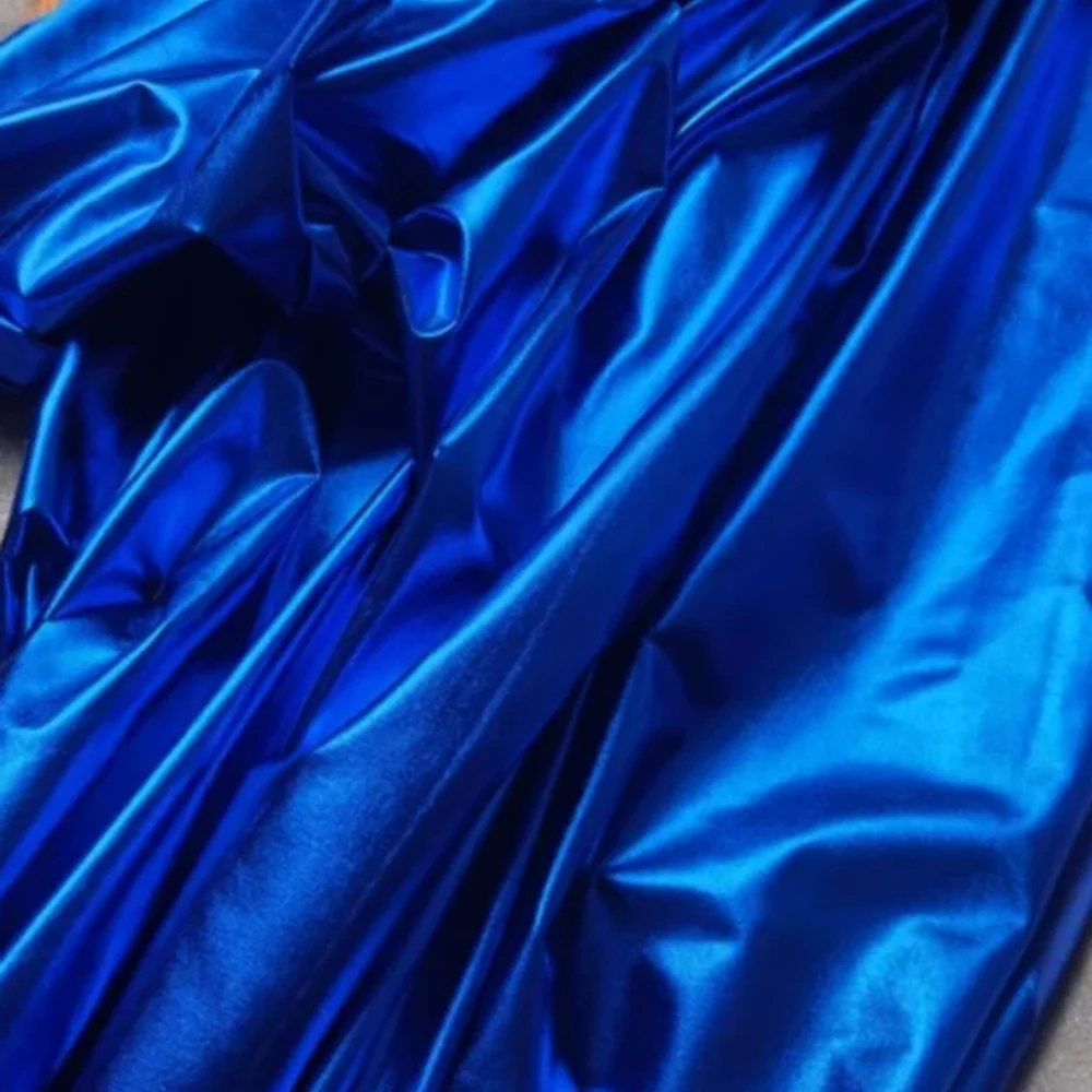 Bright Blue Soft Coated Fabric Dress Leather Skirt Clothing Designer ...