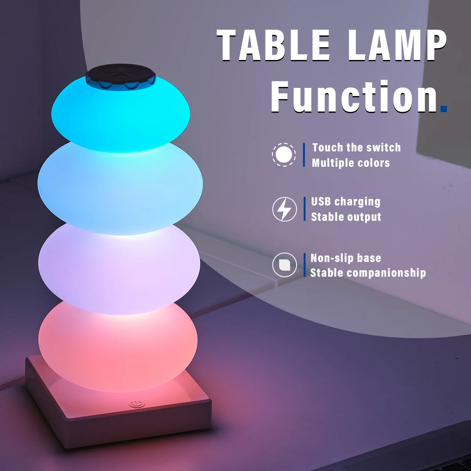 Candeeiro de mesa LED multicolorido 16 cores RGB design DIY ajustável ...