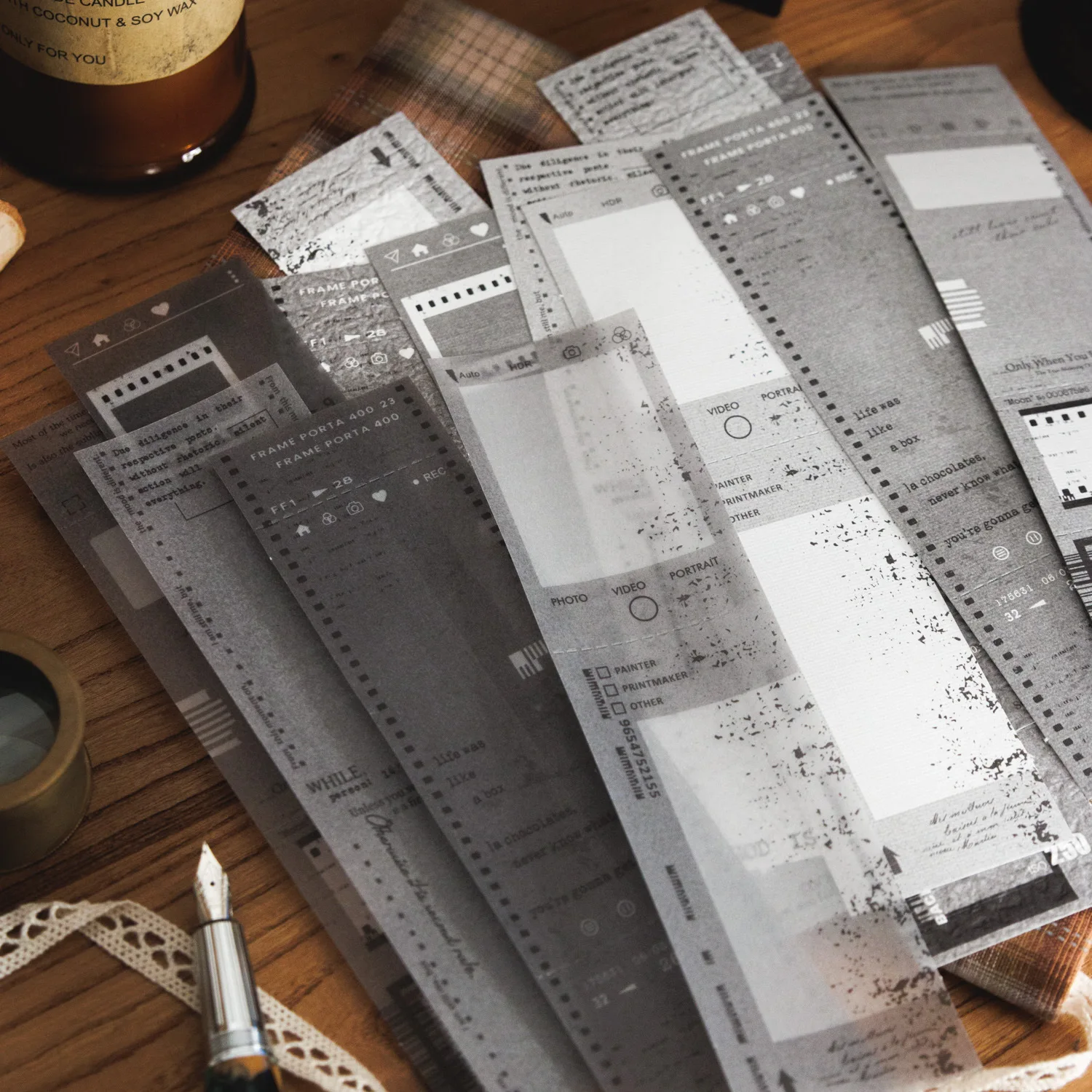 15 pcs Vintage texture can be torn strip-shaped material paper ...