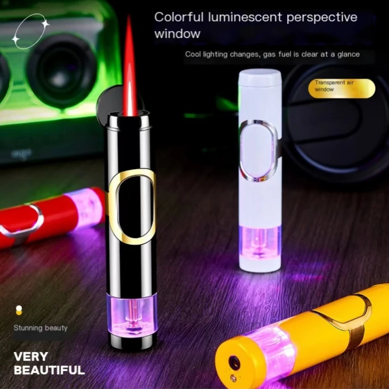 New-Mini-Luminous-Transparent-Gas-Tand-Inflatable-Lighter-Windproof-Red ...