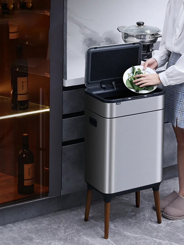 ABS-Stainless-Steel-Large-Capacity-Smart-Sensor-Trash-Can-wooden-legs ...