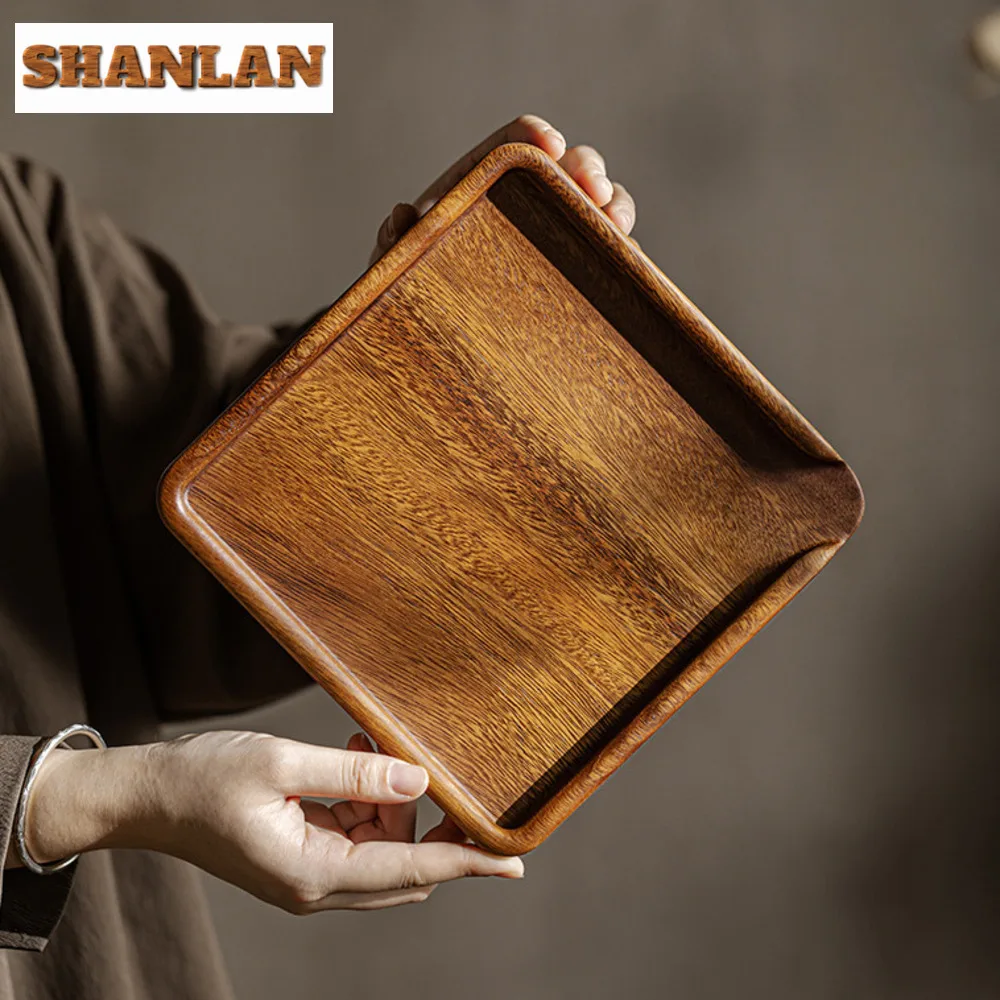 Chinese Walnut Square Food Tray Solid Wood Puer Tea Set Tray Home ...