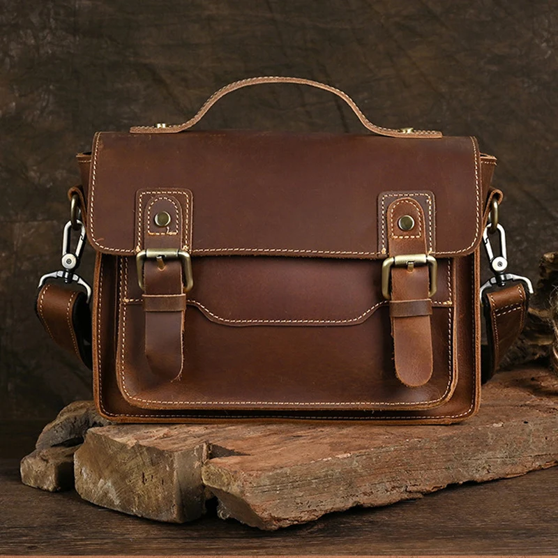 Fashion Mens Leather Handbags Shoulder Bag With Handle Working Tote Bag ...