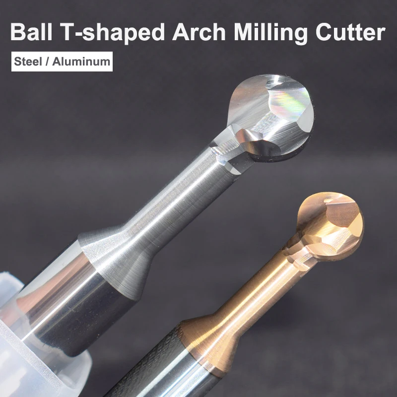 YZH-HRC60-Ball-T-shaped-Arch-Milling-Cutter-Lollipop-End-Mill-Carbide ...