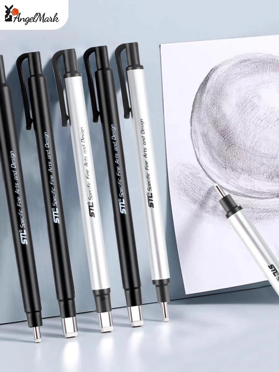 AngelMark Press Type Sketching Eraser Mechanical Rubber Refillable Pen ...