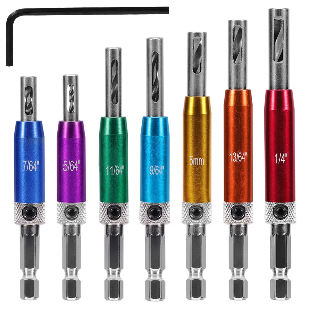 7Pcs-Self-Centering-Drill-Bit-Set-5-64-1-4-Hex-Shank-Self-Center-Hinge ...