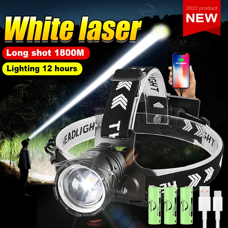 Latest-Super-Bright-White-Laser-Headlight-USB-Rechargeable-Zoom ...