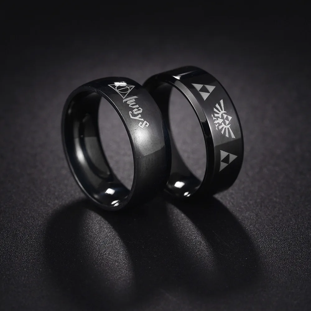 Black-The-Legend-Of-Zeldas-Triforce-Triangle-Symbol-Band-Ring-For-Men ...