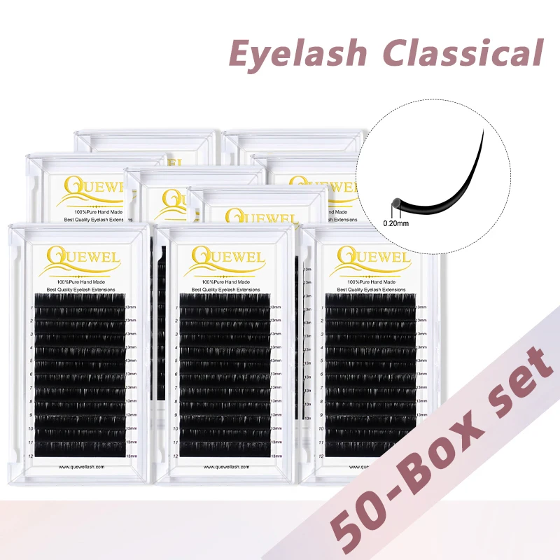 Quewel 50 Cases Individual Eyelashes All Size Faux Mink Eyelash ...