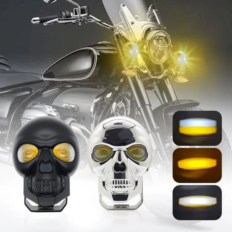 Motorcycle Skull Fog Lights aluminum alloy Skull Headlight Motorbike ...