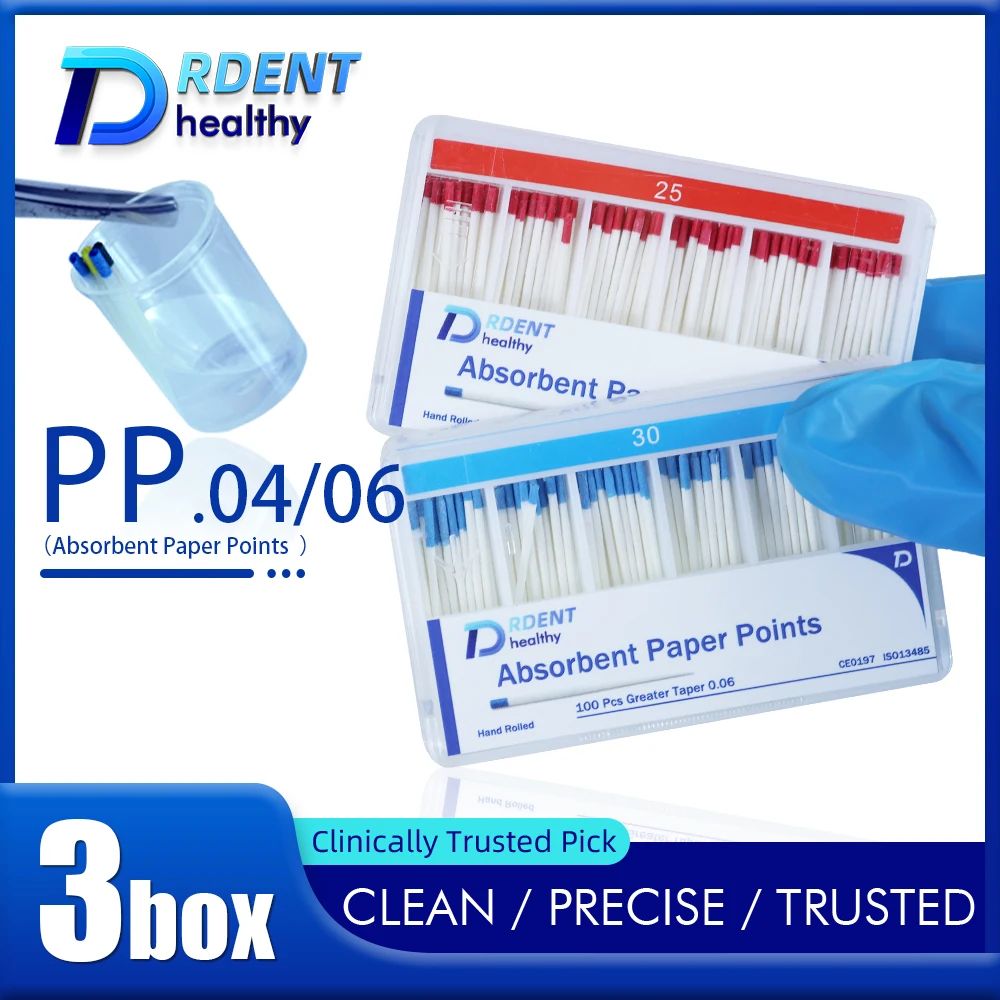 DRDENT 3 Boxs Absorbent Paper Points Endodontic Cones 04 06 Taper ...