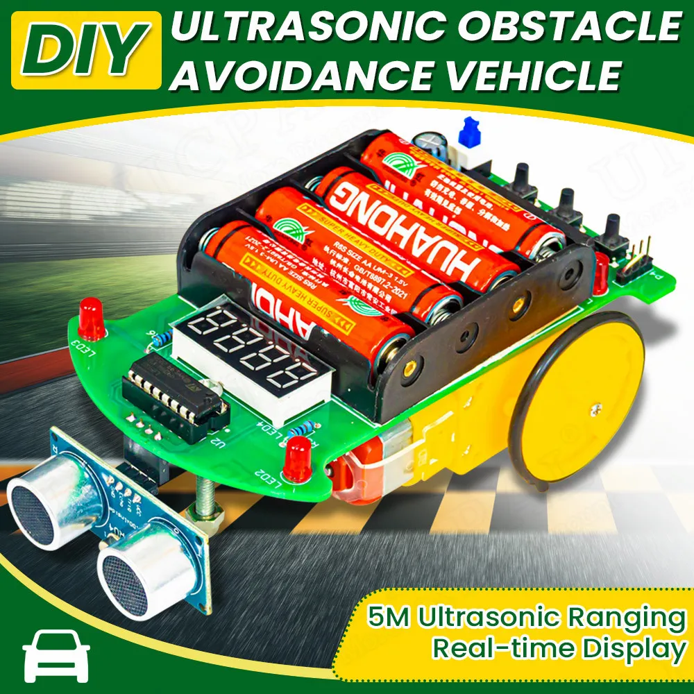 DIY-Ultrasonic-Ranging-Obstacle-Avoidance-Car-Electronic-Kit-LED ...