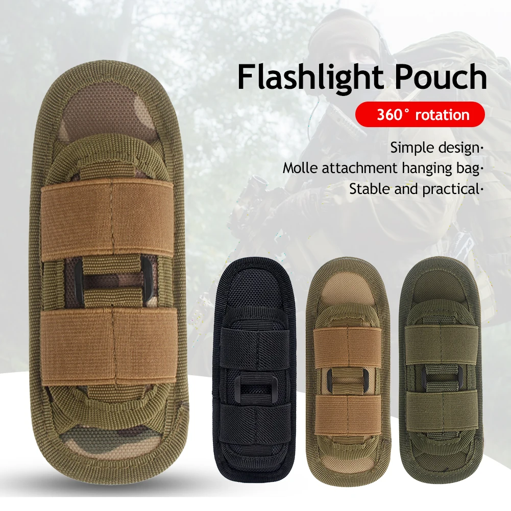 360° Rotatable Flashlight Pouch Holster Tactical Molle Torch Case Belt ...