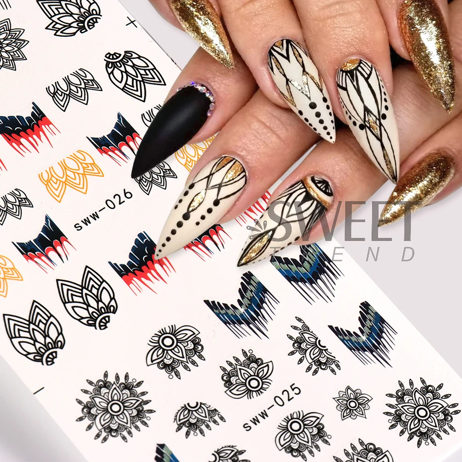 Black And White Tribal Print Nails