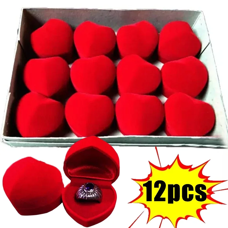 Heart-Shape-Ring-Boxes-Velvet-Red-Jewelry-Boxes-Earrings-Display-Cases ...