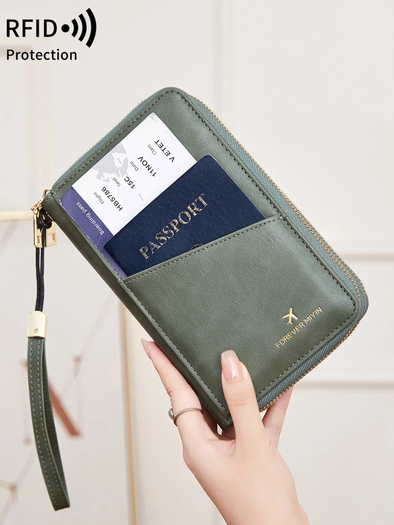 New Travel Passport Wallet Fashionable Multi functional Double Zipper ...