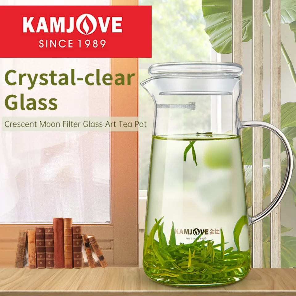 KAMJOVE-Glass-Cold-Water-Pot-Crystal-clear-Glass-Crescent-Filter-Flower ...