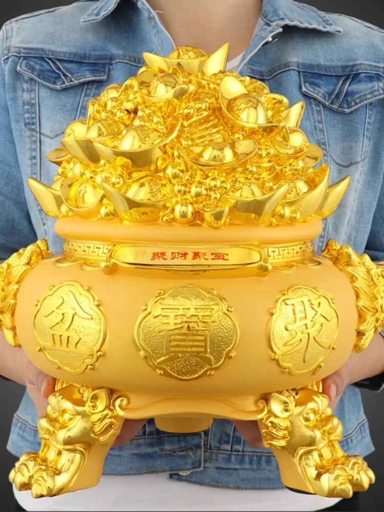 Gold Ingots Treasure Pots Ornaments Money Storage Box Jars Bowl To ...