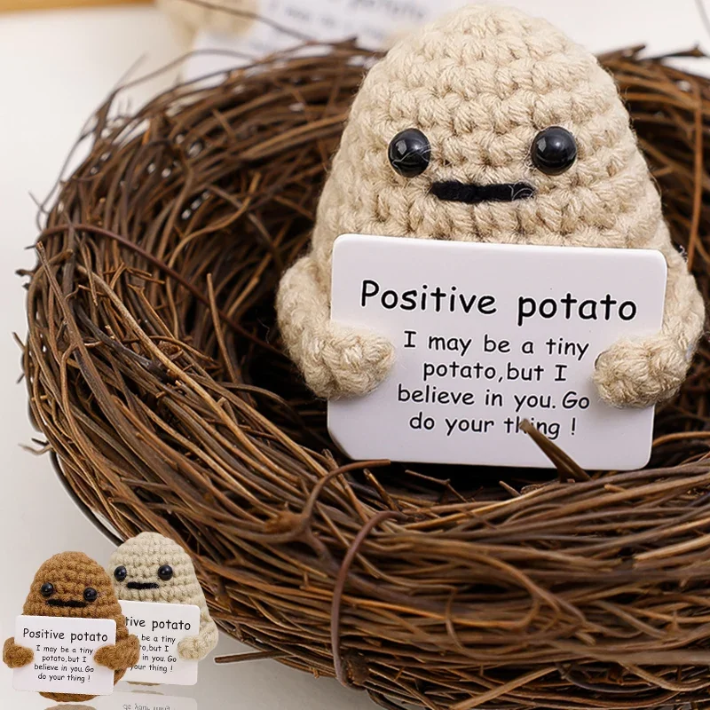 Positive-Energy-Potato-Hug-Pocket-Hug-Mini-Handmade-Plush-Knitting-Wool ...