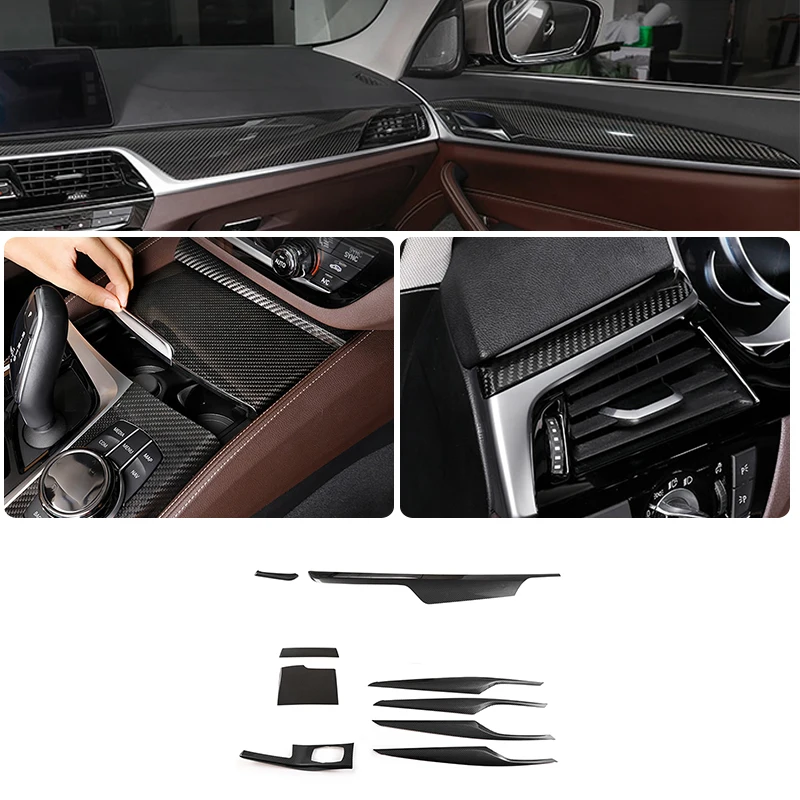 For-BMW-5-Series-G30-Real-Carbon-Fiber-Center-Control-Panel-Gear-Shift ...