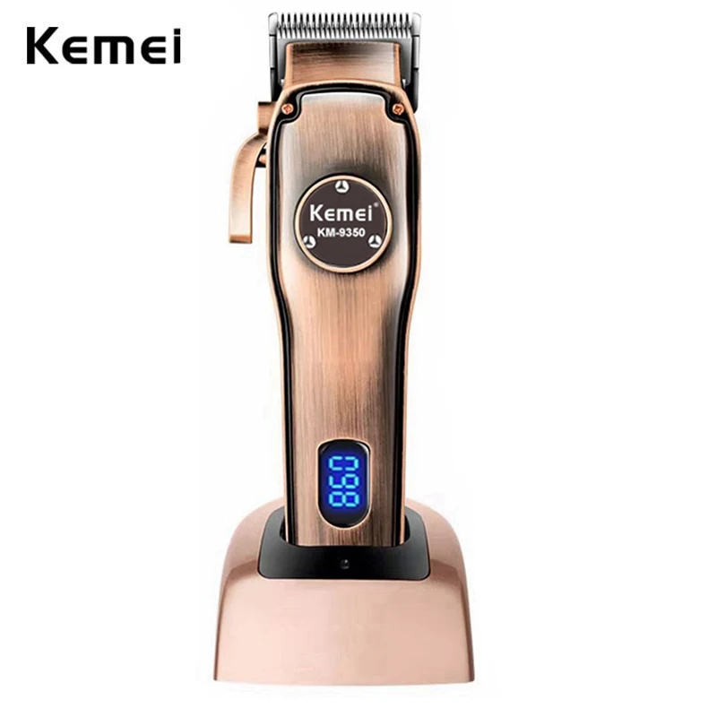 Kemei máquina de cortar cabelo profissional display lcd elétrica aparador de cabelo barbeiro ...