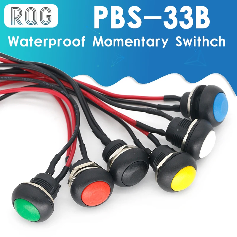 12mm PBS 33B Waterproof Momentary ON OFF Push Button Swithch Mini Round ...