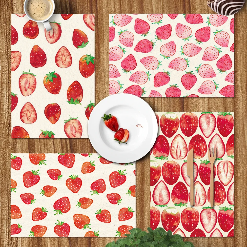 Kawaii Fruit Strawberry Food Placemat Bread Vegetable Kitchen Decor ...