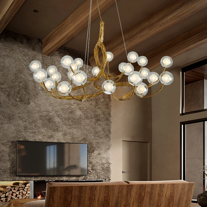 Nordic-Retro-Tree-Branch-LED-Chandelier-L-mpada-de-resina-criativa-Sala ...