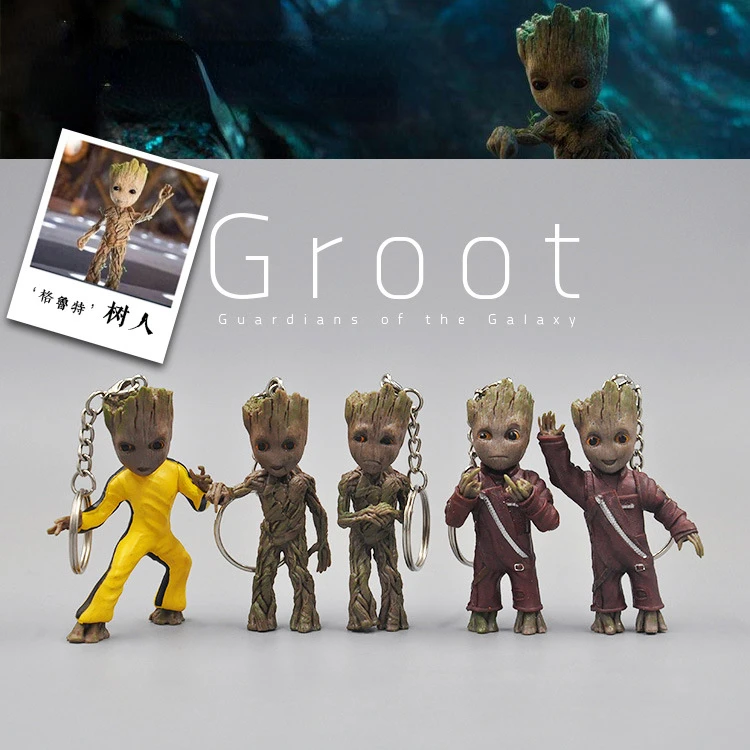 NEW Marvel Groot Cartoon Keychain Anime Avengers Guardians of The ...