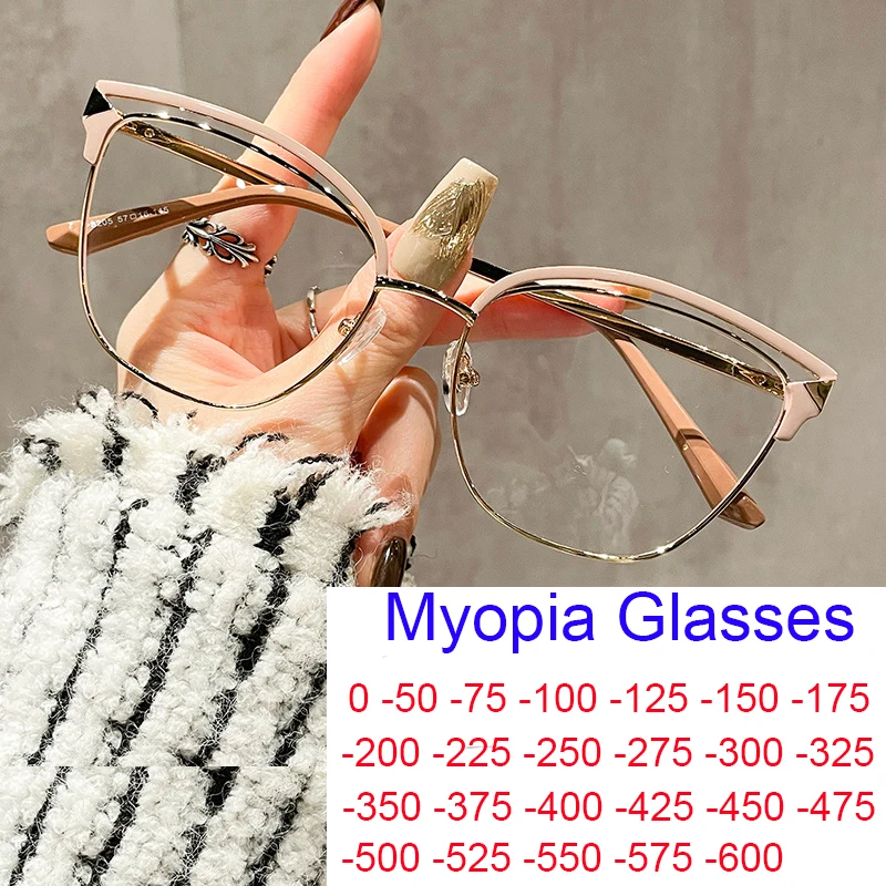 Anti-Blue-Light-Nearsighted-Glasses-For-Women-Optical-Myopia-Eyeglasses-Fashion-Hollow-Cat-Eye ...