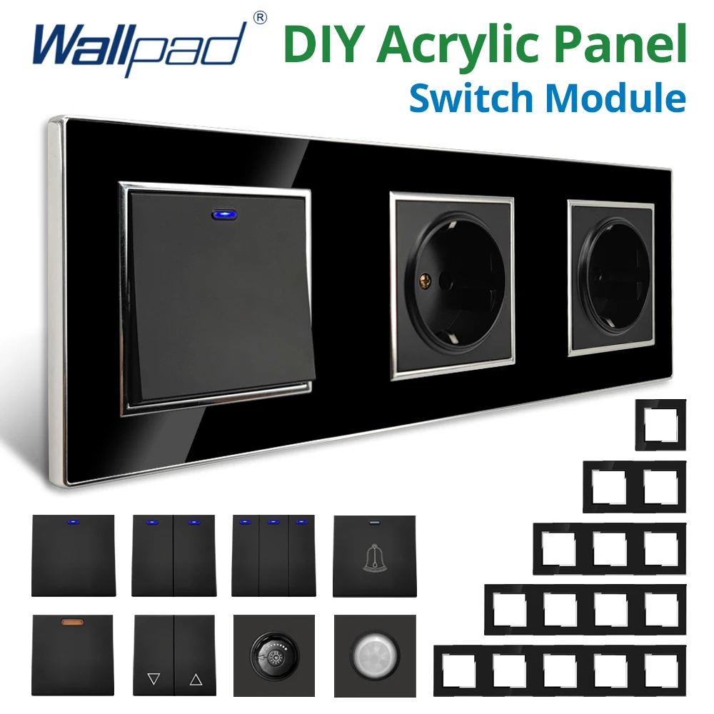 Wallpad-Black-Acrylic-Panel-With-Silver-Border-Panel-Wall-Light-Switch-Function-Key-Only-DIY ...