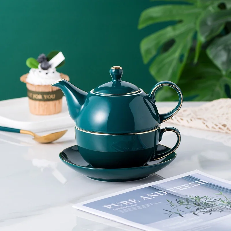 Ceramic-Tea-for-One-Set-Malachite-Green-Teapot-Set-for-One-with-Cup-and ...