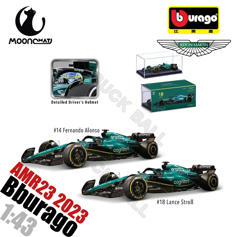 New-1-43-Bburago-F1-Aston-Martin-Aramco-F1-Team-AMR23-2023-Dust-Cover ...