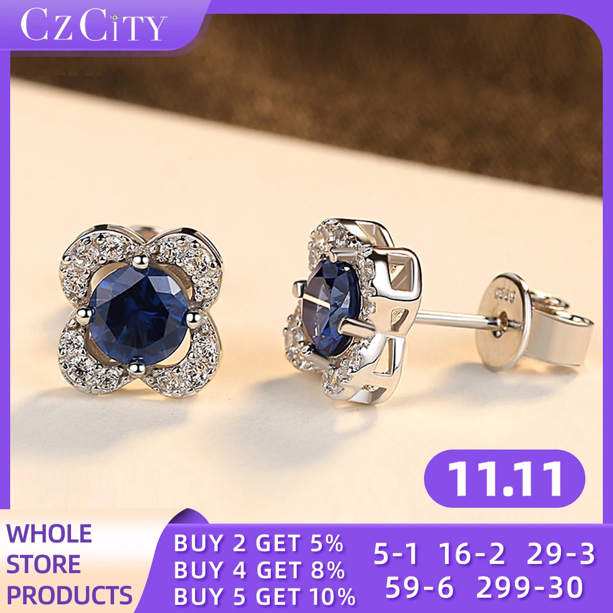 Czcity brincos feminino para as mulheres safira brinco prata 925 de ...