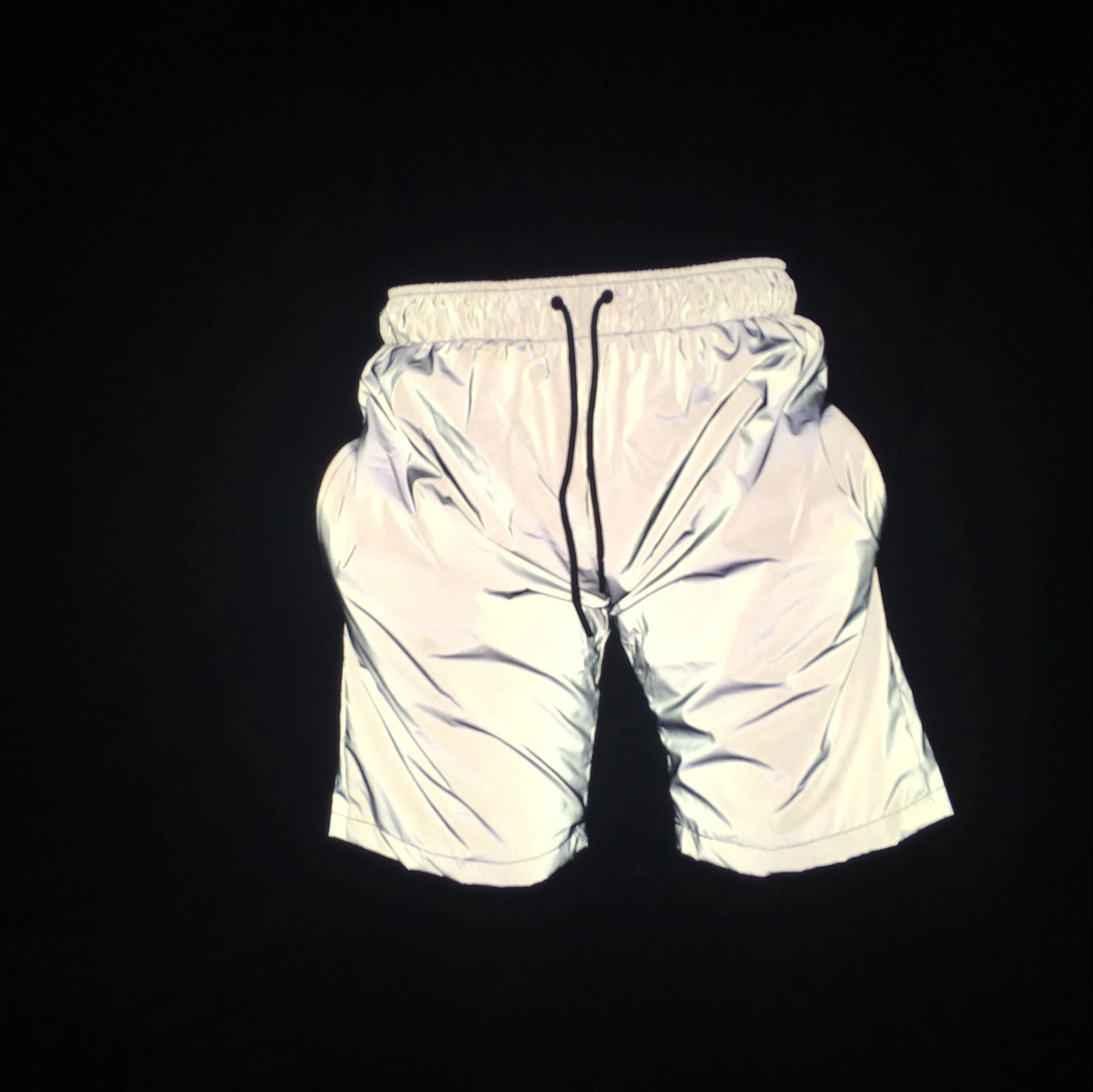Fashion Holographic Men's Gray Reflective White Shorts Festival Party ...