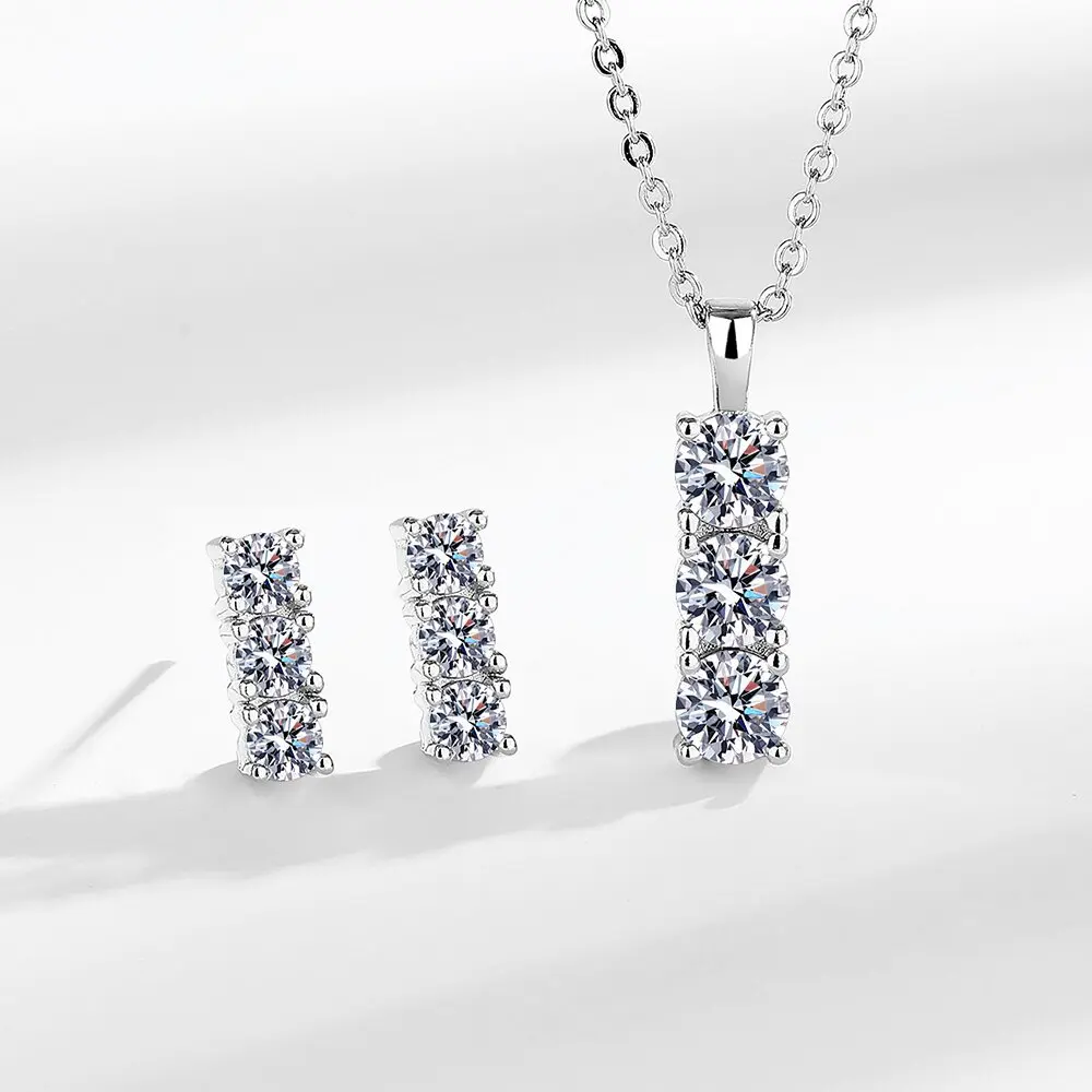 925 Sterling Silver Jewelry Sets for Women Wedding Engagement Shiny ...