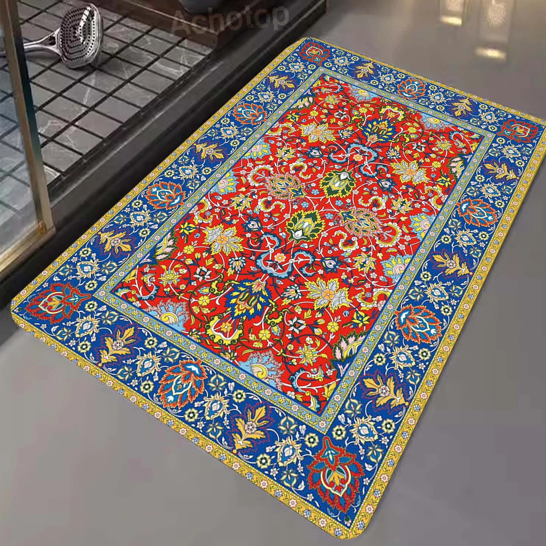 Persian-Rug-Home-Carpet-Non-slip-Retro-Bathroom-Toilet-Kitchen-Floor ...