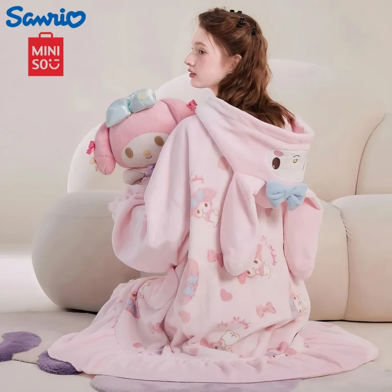MINISO-Kuromi-Pajama-Dress-Kawaii-My-Melody-Comfortable-Soft-Winter ...