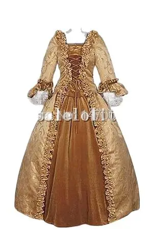 Disfraz de rococó del siglo 18, vestido de fiesta de satén champán y ...