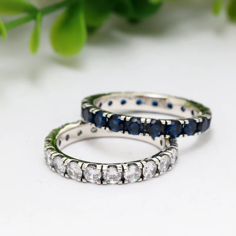 New-Fashion-Original-925-Silver-Sparkling-Eternity-Row-Blue-Rose-Ring ...