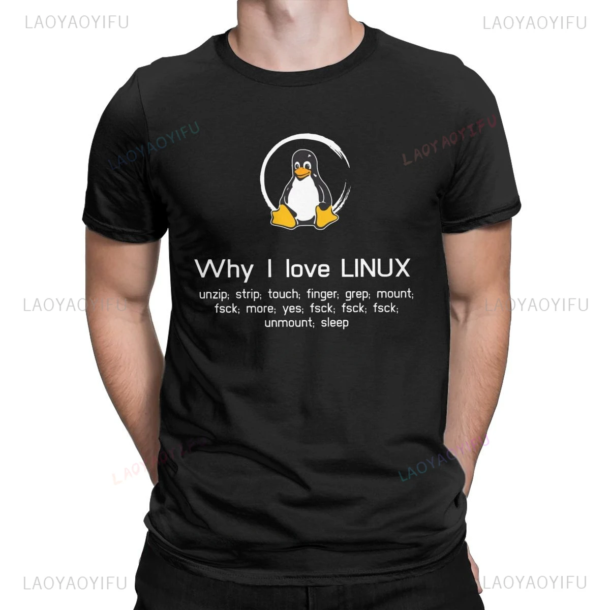 Linux Penguin Tshirt Premium Cotton Men's Clothing Leisure Harajuku ...
