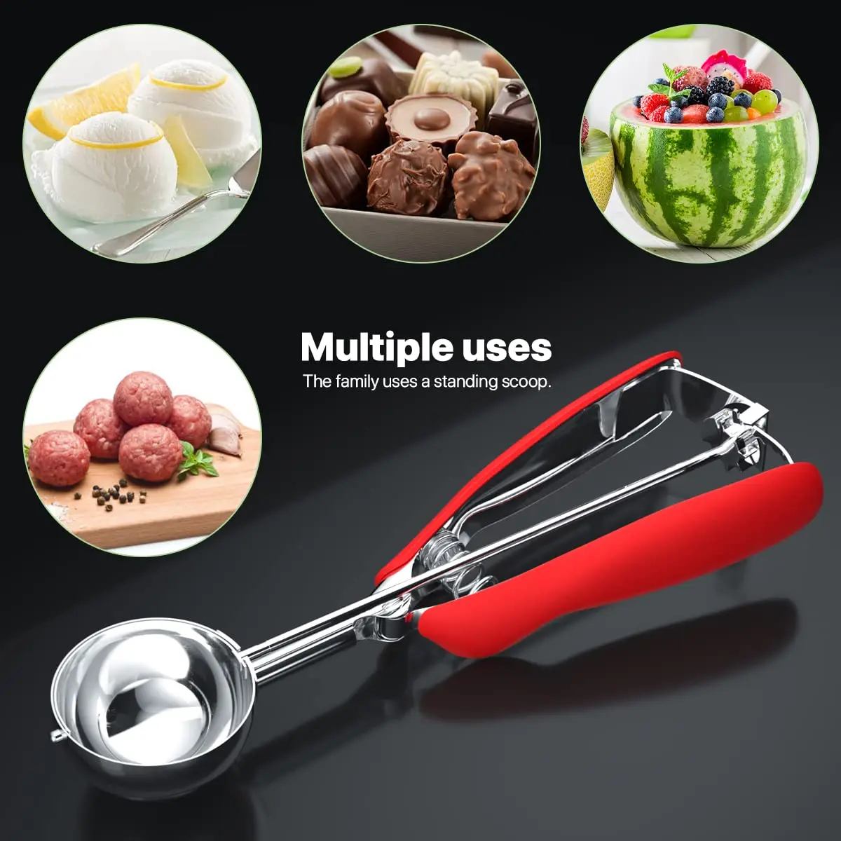Ice Cream Scoop Stainless Steel Cookie Scoop with Easy Trigger Perfect ...