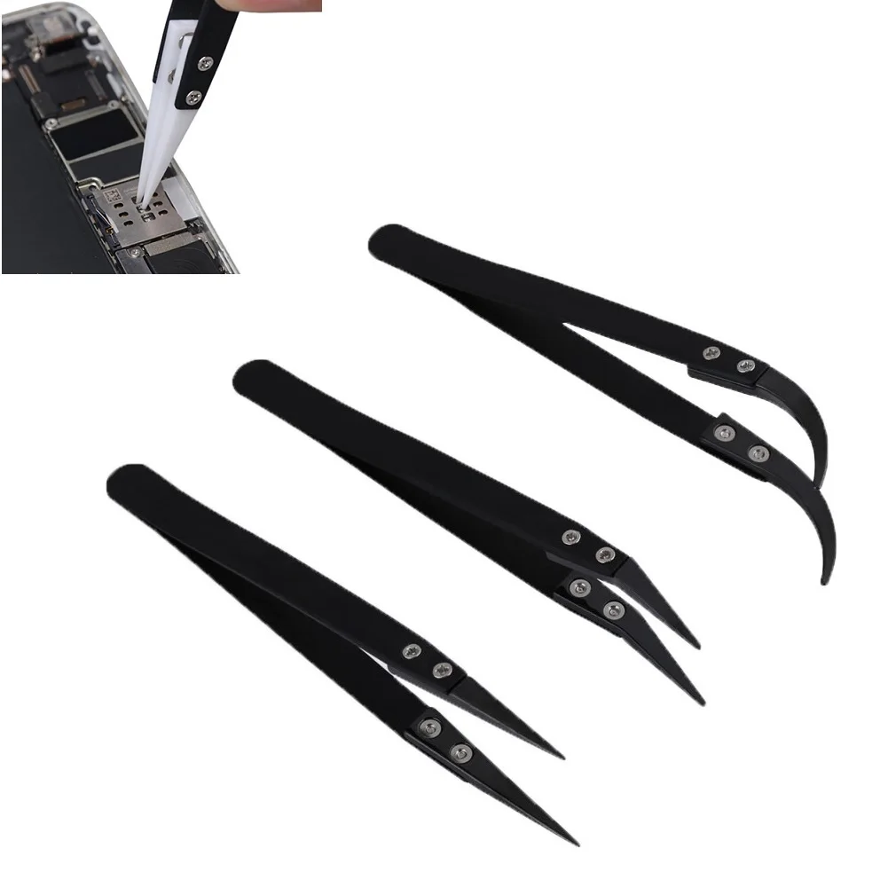 1pc Non Conductive Ceramic Tweezers Anti Static Reverse Tweezers Heat ...