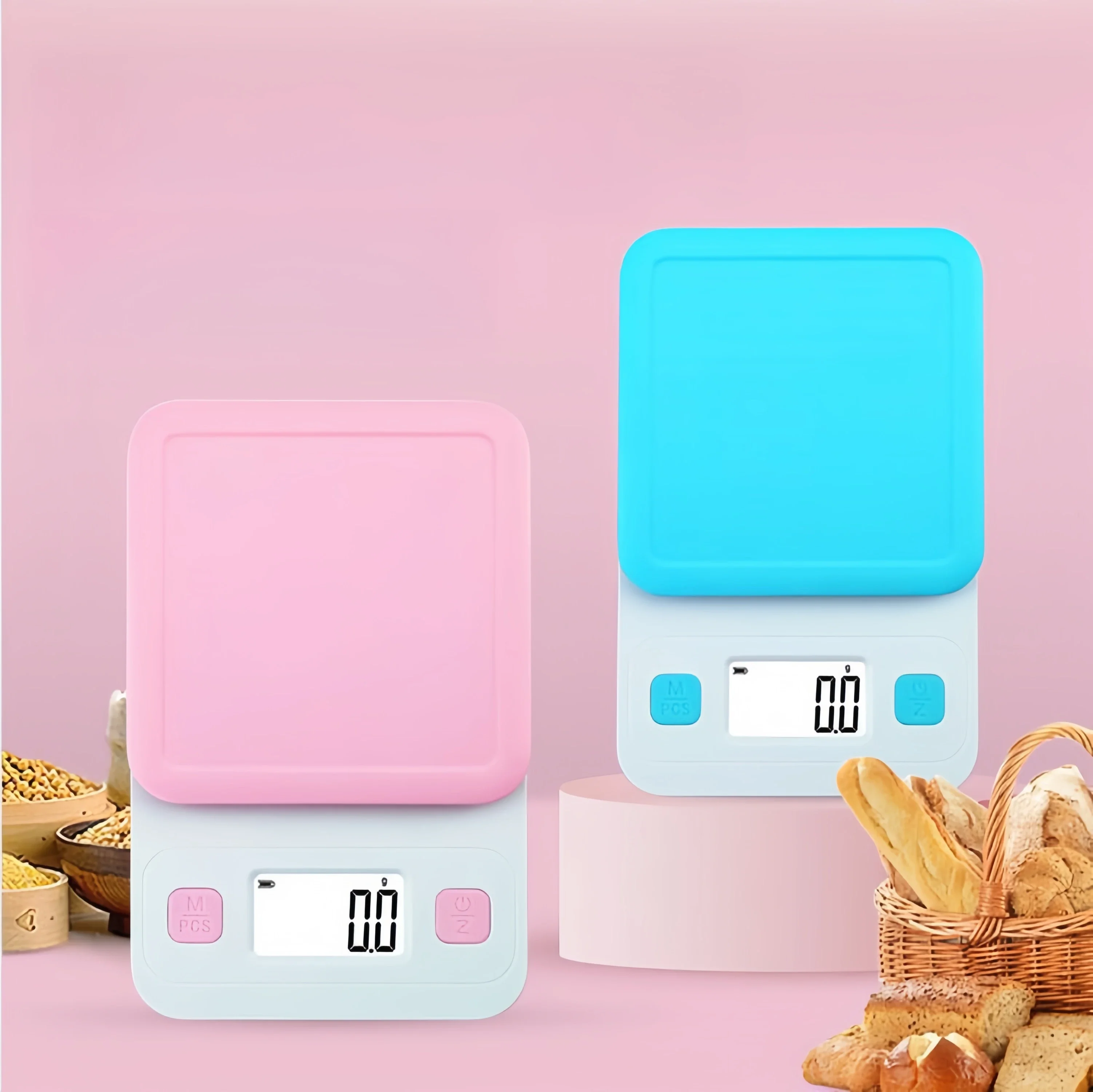 Cute-style-kitchen-scale-pink-blue-optional-portable-household-food ...