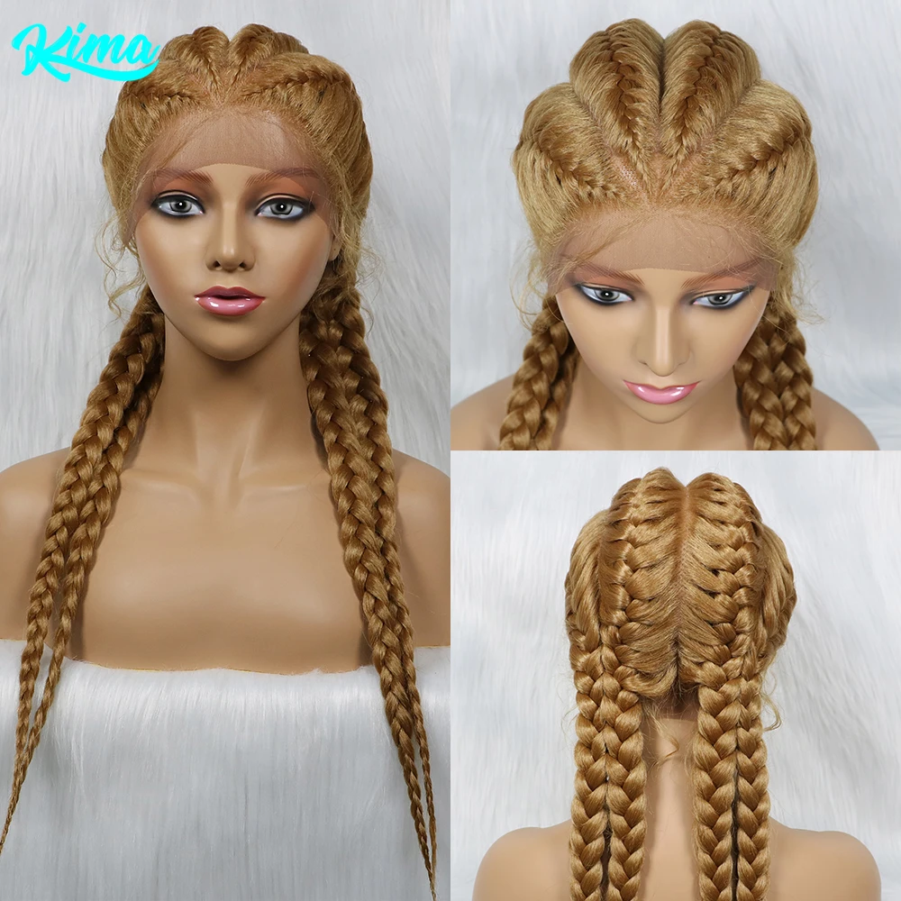 KIMA New Arrival 26 Inches Braided Wigs Synthetic Lace Front Hair Wig ...