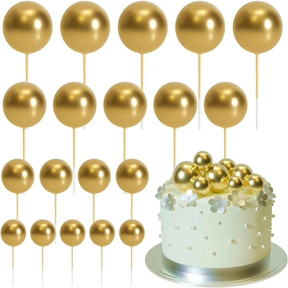 20pcs-Cake-Topper-Ball-Gold-Silver-Cake-Decor-Ball-Kid-Birthday-Party ...