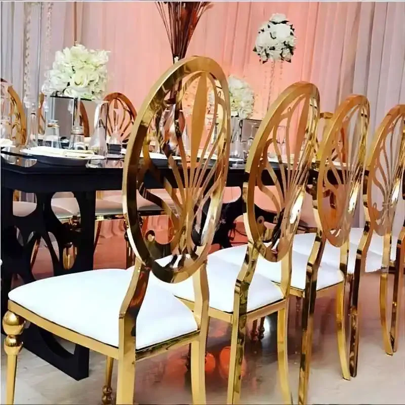 Stainless Steel Modern Banquet Flower Back Dining Chair for Wedding ...