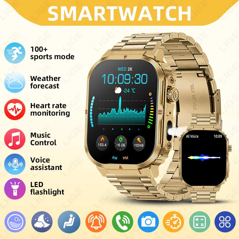 LIGE 2.01" HD Display Smart Watch 2026 New Bluetooth Phone Call Health ...
